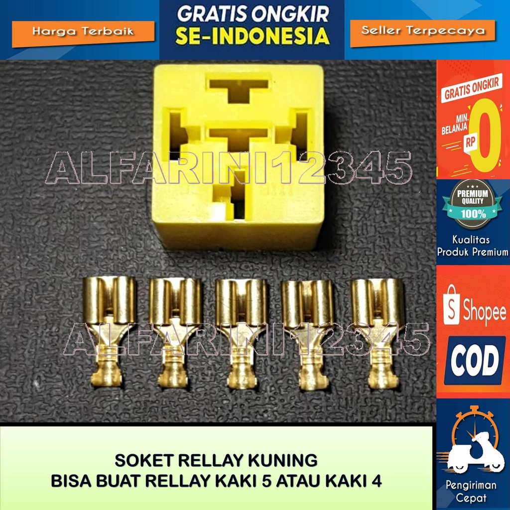 Jual SOKET RELAY 4 KAKI / 5 KAKI KOMPLIT SKUN WARNA KUNING | Shopee ...