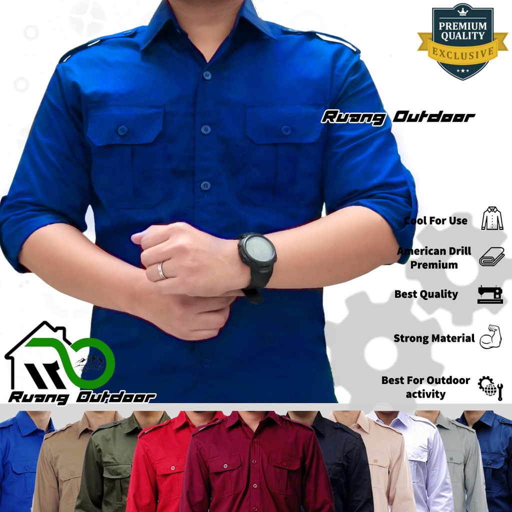 Jual Baju Kemeja PDL PDH Lapangan Lengan Panjang - Pakaian Atasan Seragam Pria Wanita Premium ...