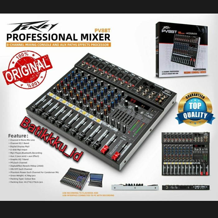 Jual Mix Mixer Audio Peavey Pv8Bt (8 Channel) Recording To Pc - Usb ...