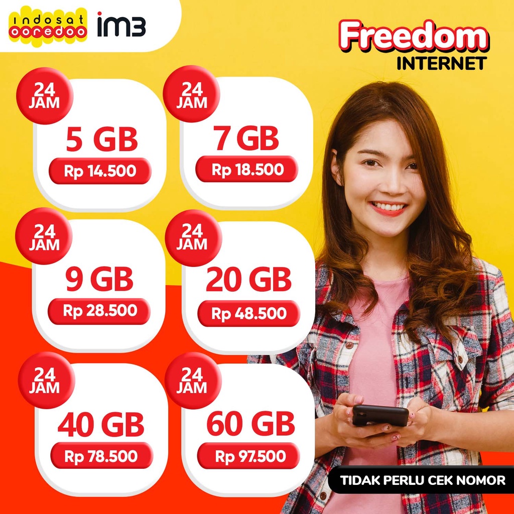 Jual Voucher Indosat - FREEDOM INTERNET 24 JAM 30 HARI | Shopee Indonesia
