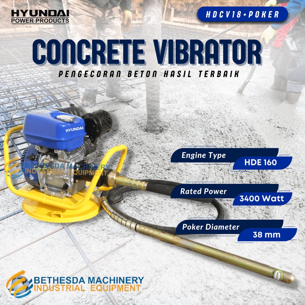 Jual Mesin Vibrator Concrete Cor Beton HYUNDAI HDCV1/HDE160 W Porker ...