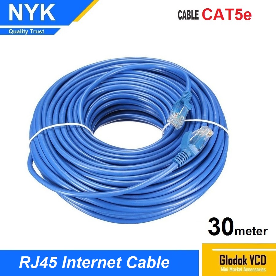 Jual NYK Cat5 30m Ethernet Network Cable / Kabel LAN UTP CAT5e | Shopee Indonesia