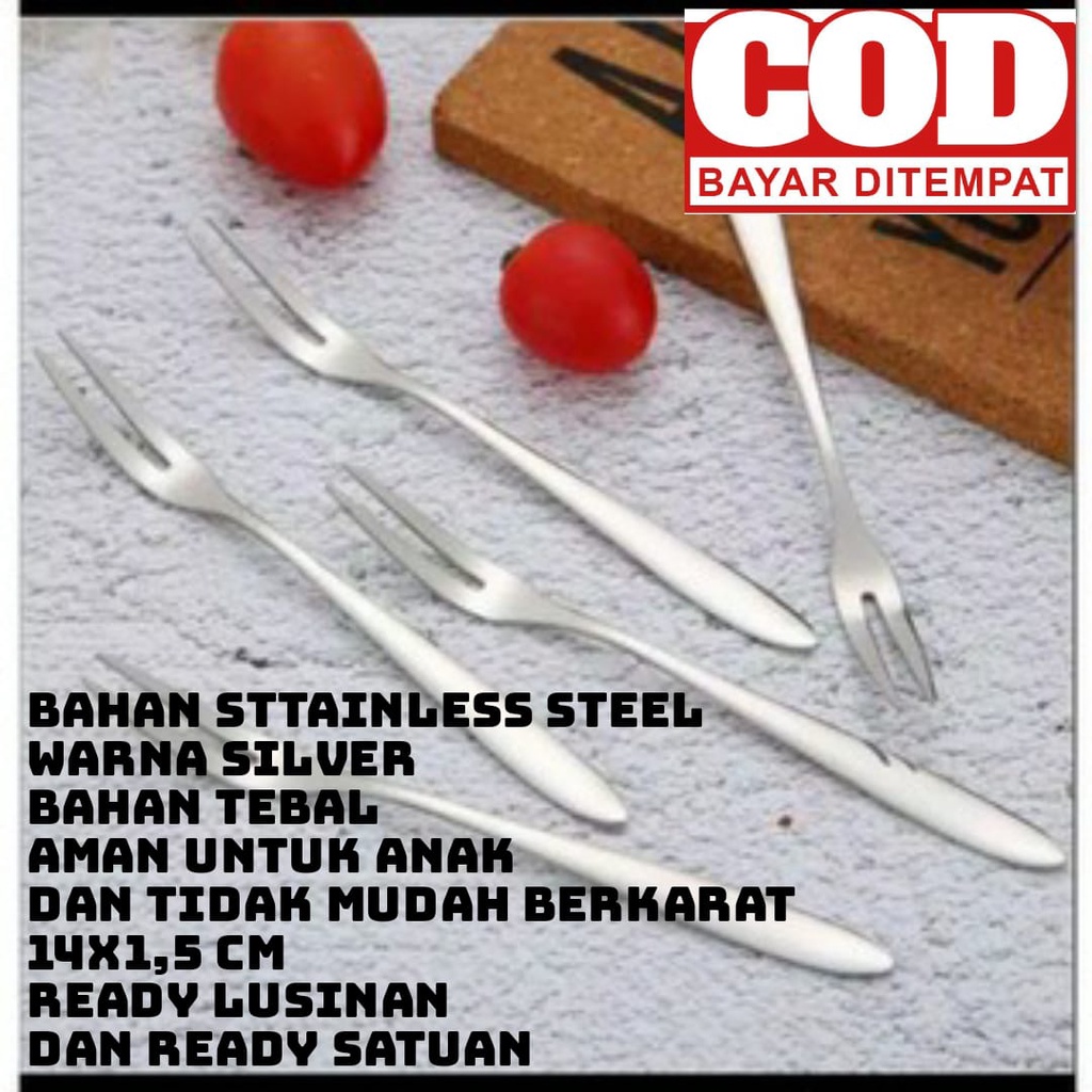 Jual hokiterus79 GARPU BUAH MURAH Garpu Kue Kecil Dua Tusukan Stainless ...