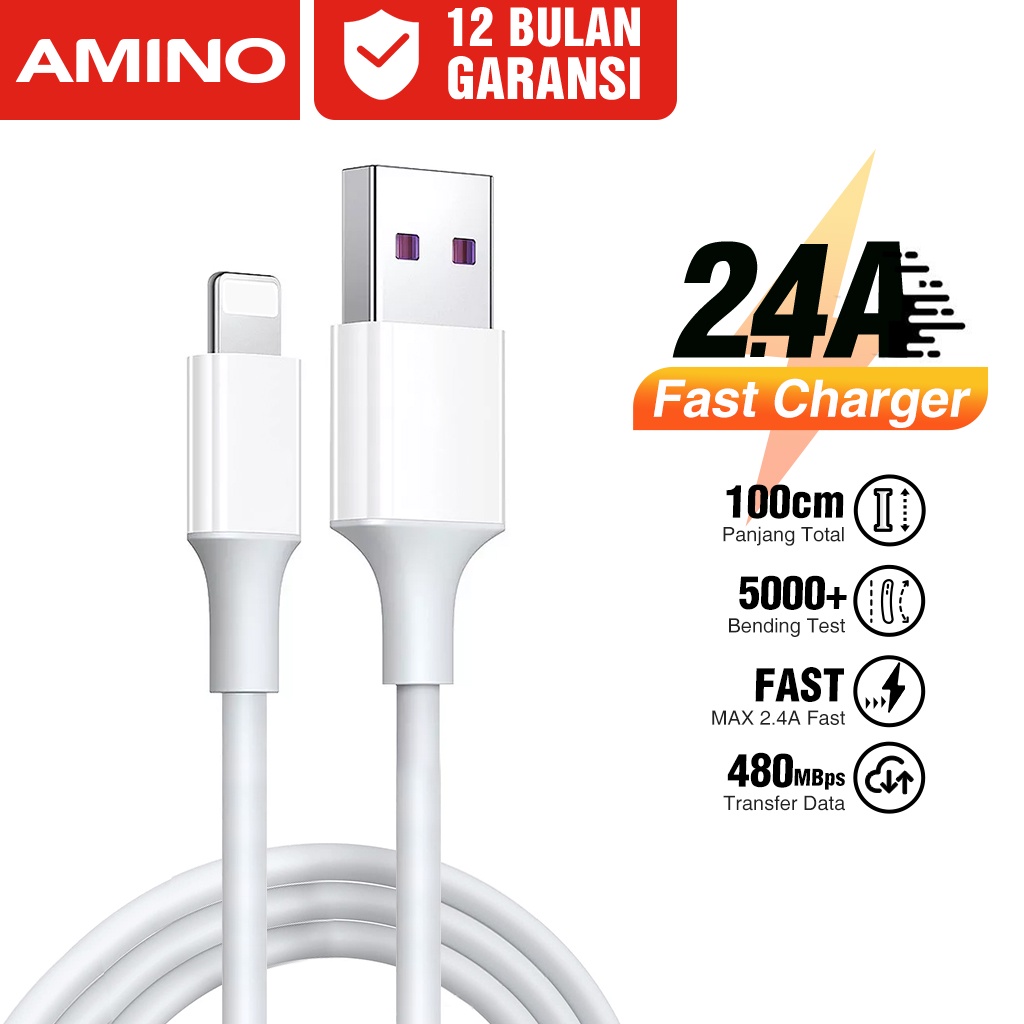 Jual AMINO Kabel Data Untuk Iphone 2.4A Cable data Fast Charger 1M 2M ...