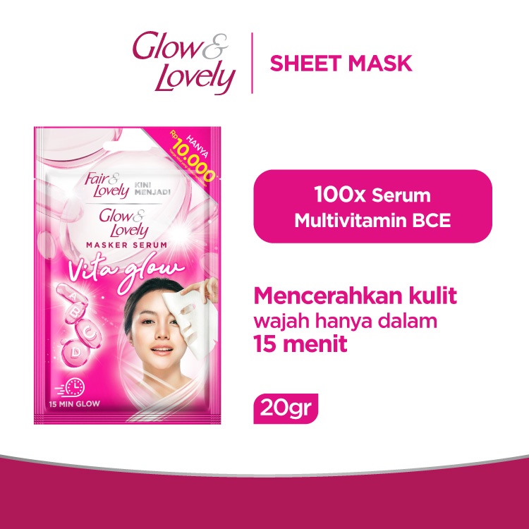 Jual Glow & Lovely Multivitamin Serum Sheet Mask Masker Pencerah Wajah Sheet Mask Glowing 20G ...