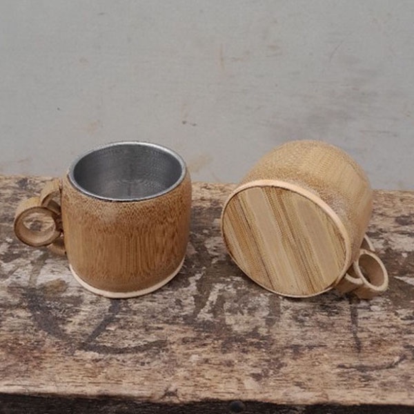 Jual Gelas Cangkir Mug Bambu Gagang Bulat Cangkir Kopi Stainless Cover ...