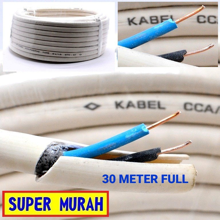 Jual FORTUNA Kabel Listrik NYM Kawat Tembaga 2 x 1.5 Panjang 30 Meter Full | Shopee Indonesia