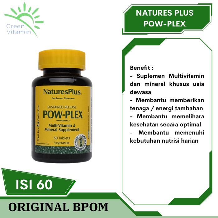 Jual Nature's Plus Pow Plex Power Multivitamin Mineral 60 Tablet ...