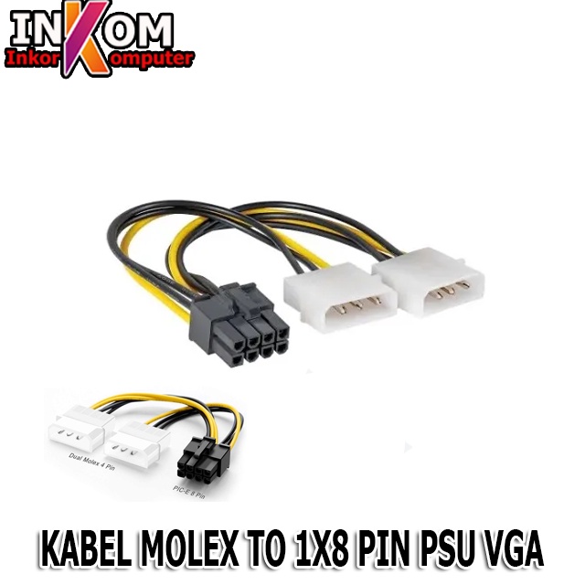 Jual Kabel Power VGA 8 Pin Adapter 2 Molex to 8 Pin PCI-E | Shopee ...