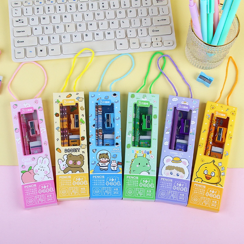 Jual SET ATK GIFT BOX KIDS ANAK DINO ASTRONOT BEAR RABBIT DUCK PENSIL ...