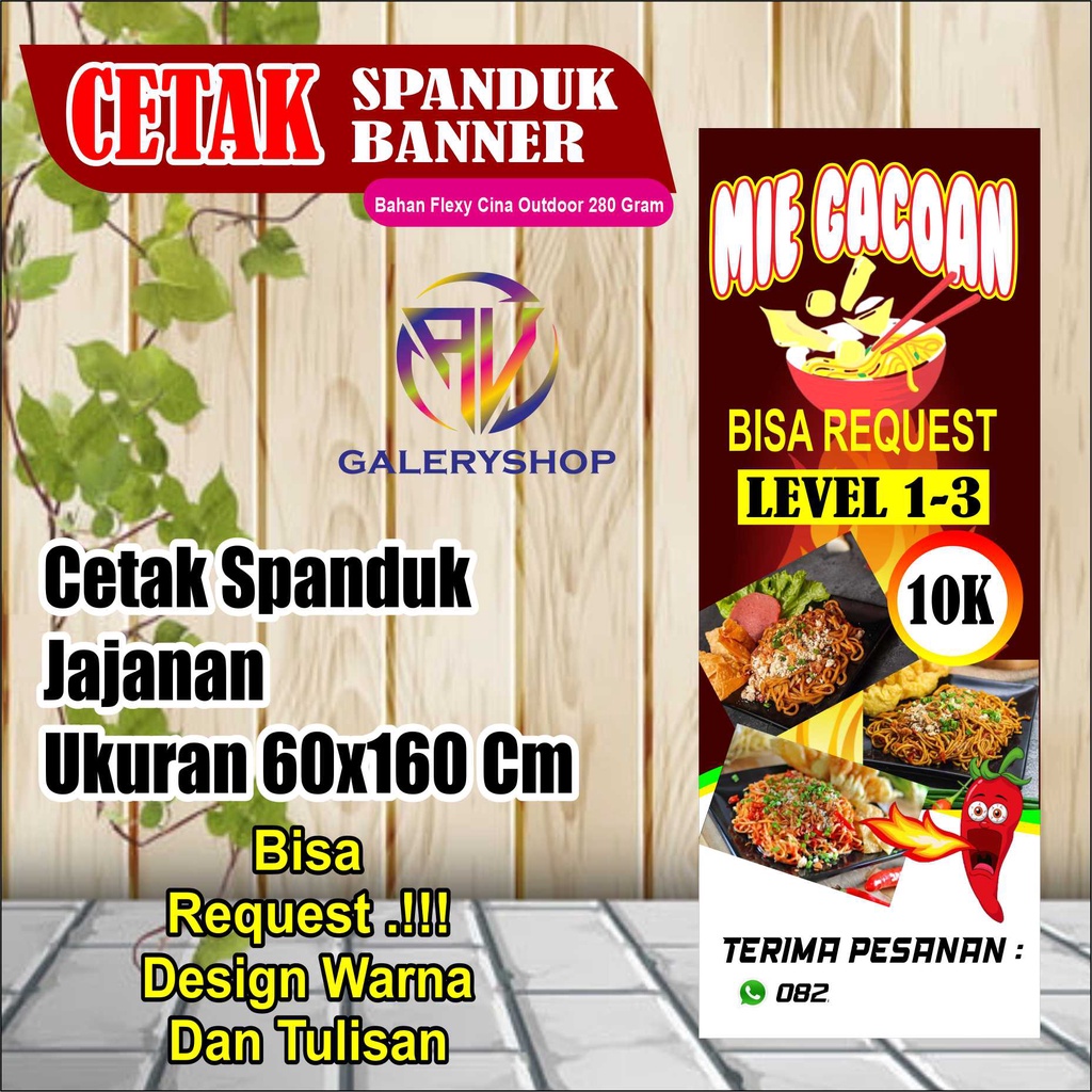 Jual cetak spanduk banner mie gacoan, jajanan kekinian, dll | Shopee ...