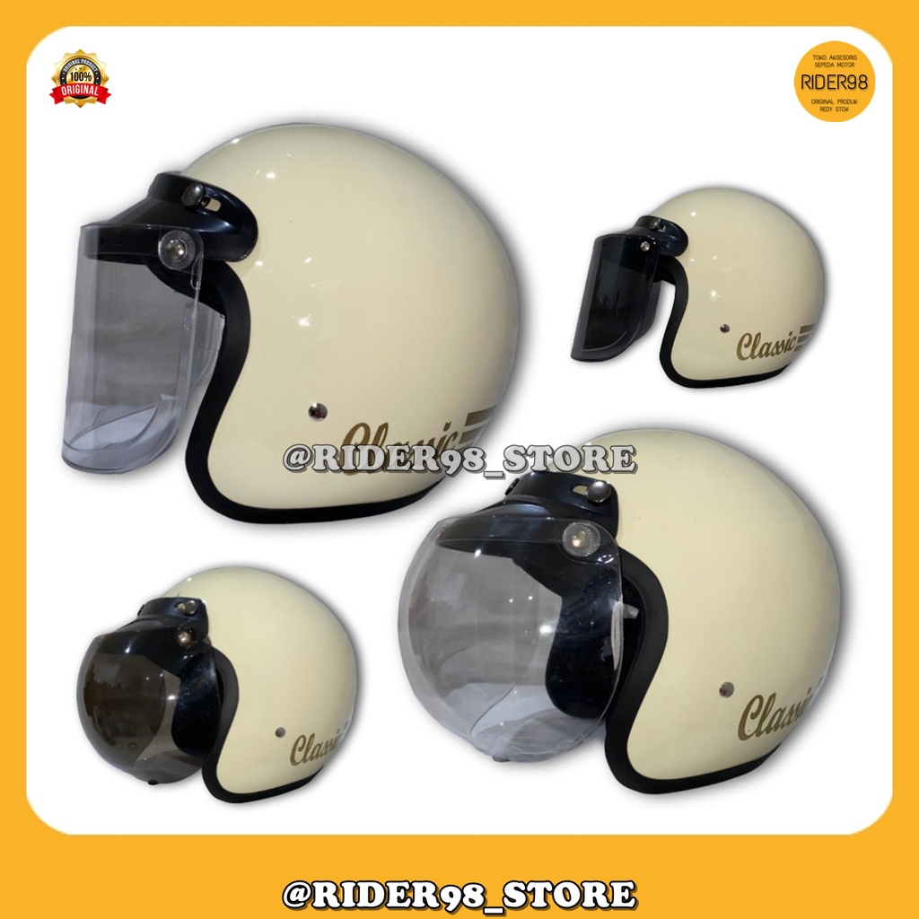 Jual Helmets Sepeda Motor Half Face Retro Full Leher Murah Standar Sni ...