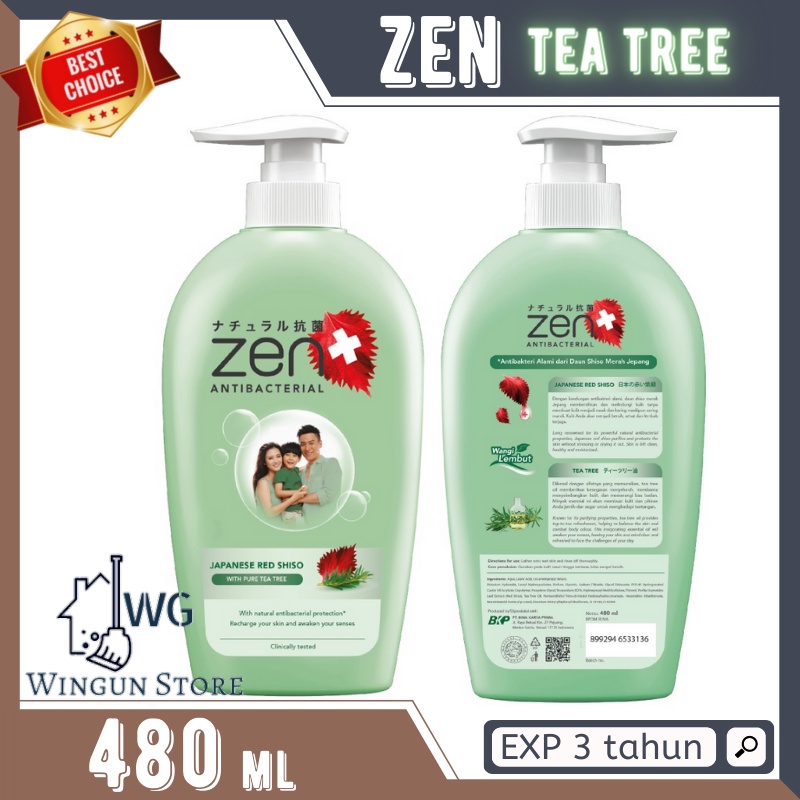 Jual Zen Shiso & Tea Tree 480 ml Sabun mandi Cair botol Pump 480ml ...