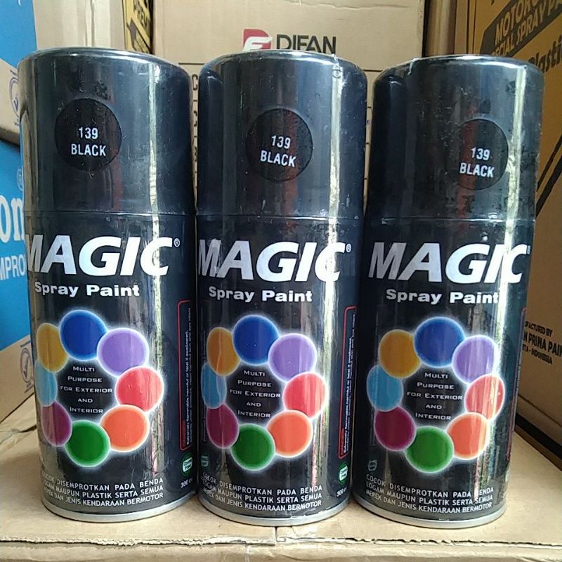Jual pilok pilox magic spray paint magic black 139 300cc hitam ...