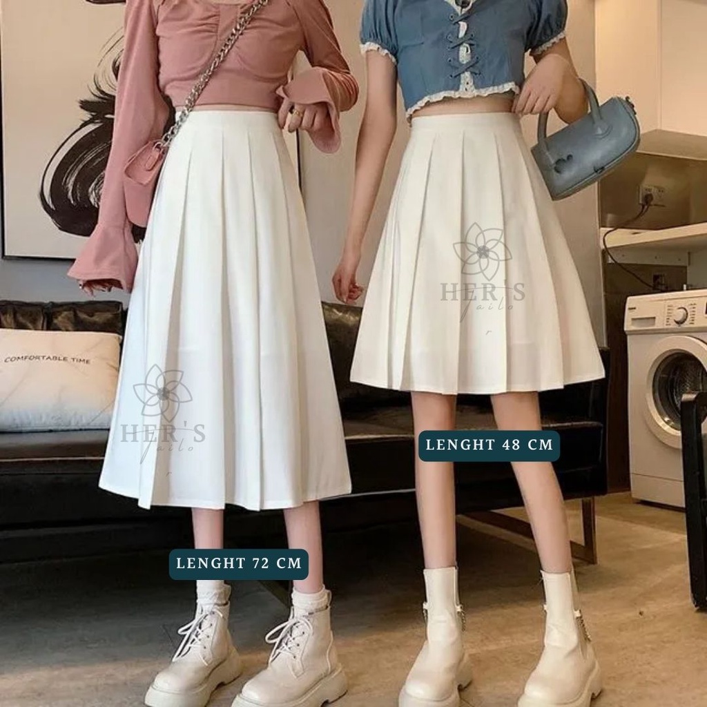 Jual Her's ID - Numa Pleated Skirt Midi - Rok Lipit Korea - Rok Wanita ...