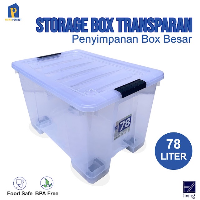 Jual Storage Box Transparan 78 Liter Container Penyimpanan Boks Besar ...