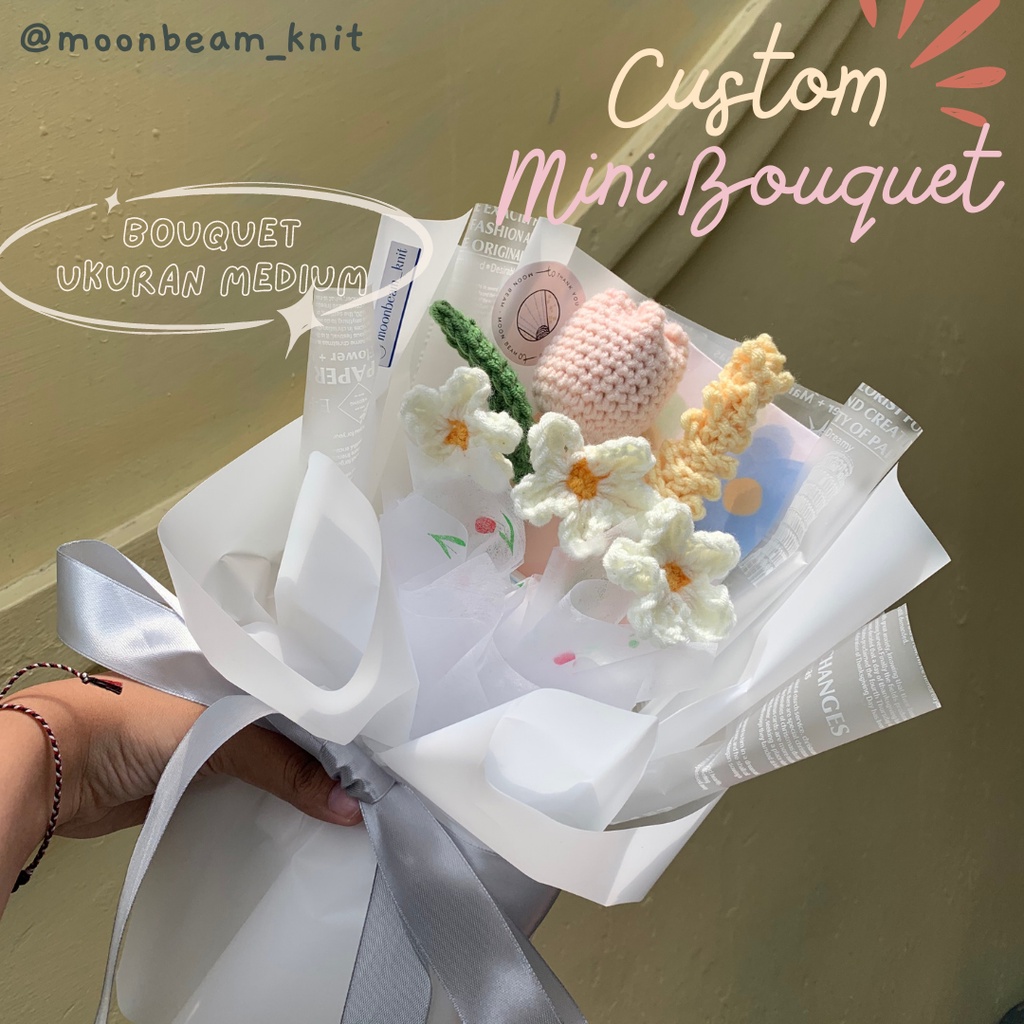 Jual CUSTOM BY REQUEST Crochet Mini Bouquet / Buket Bunga Rajut Mini ...