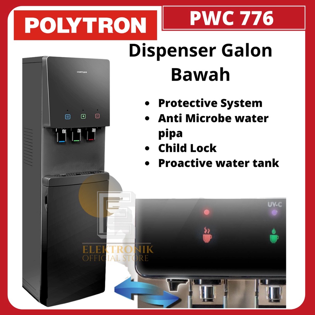 Jual POLYTRON DISPENSER GALON BAWAH PWC 776/PWC776/PWC-776/HOT & COOL ...