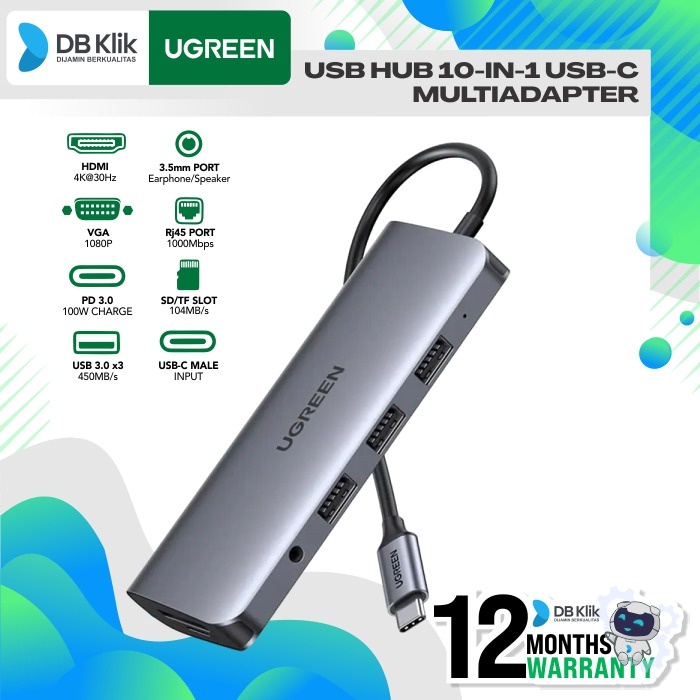 Jual USB Hub 10in1 UGreen USB C 80133 - UGREEN 80133 Multiadapter ...