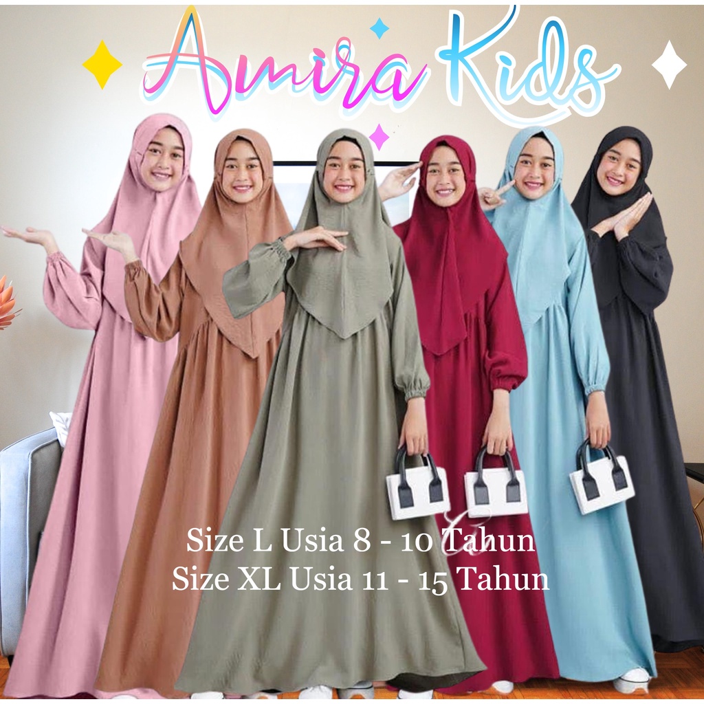 Jual Baju Anak Tanggung Remaja Terbagus 2025 AMIRA SYAR'I Bahan Crinkle ...