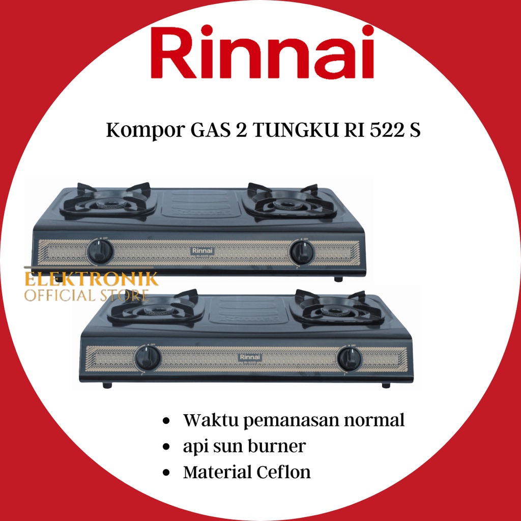 Jual RINNAI KOMPOR GAS 2 TUNGKU RI 522 S /RI522S/RI 522S/RI-522S/RI-522 ...
