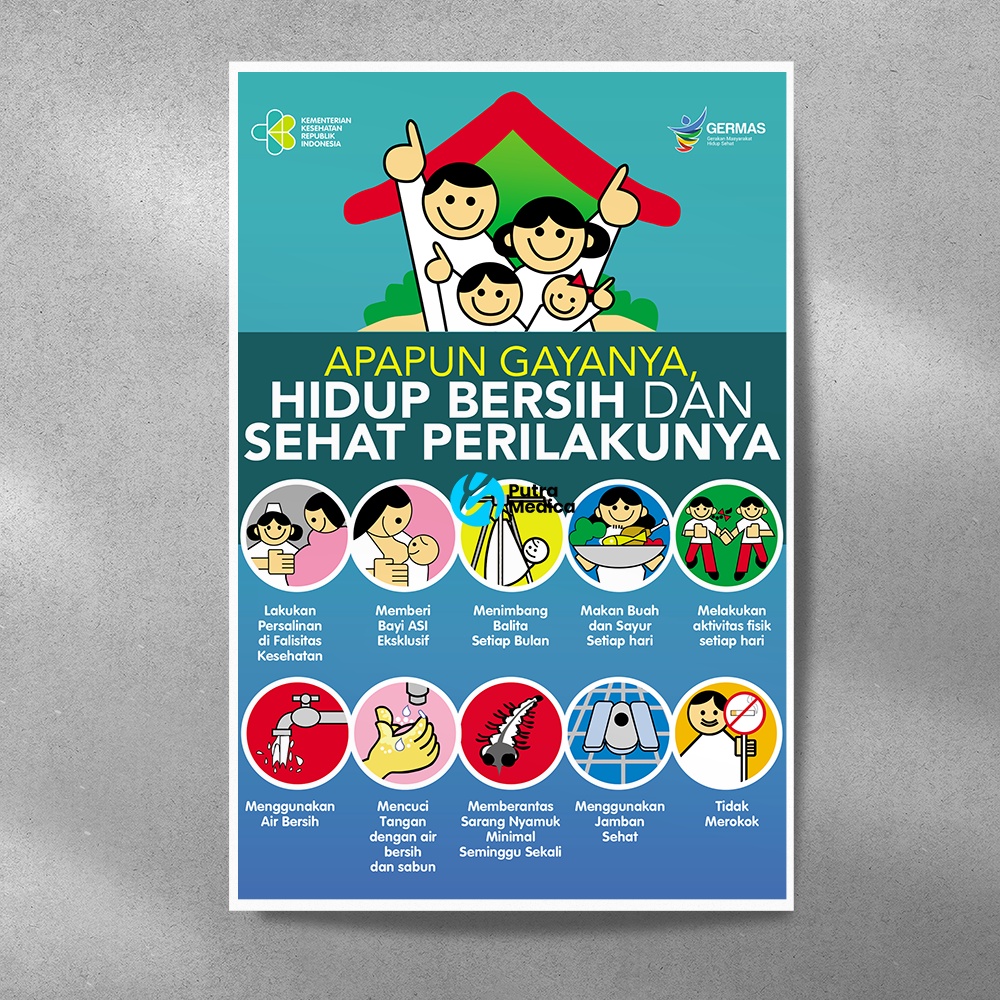 Jual Poster Kesehatan Perilaku Hidup Bersih Sehat A3+ / Gambar Edukasi PHBS | Shopee Indonesia