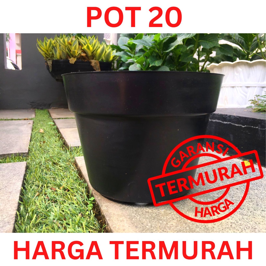 Jual Pot Bunga Murah/Pot Tanaman / Pot plastik hitam uk 20cm | Shopee ...