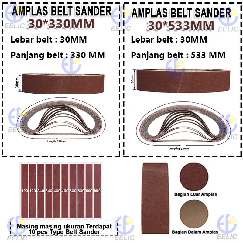Jual EELIC AMS Amplas belt sander 1set isi 10 type macam amplas dan ada ...