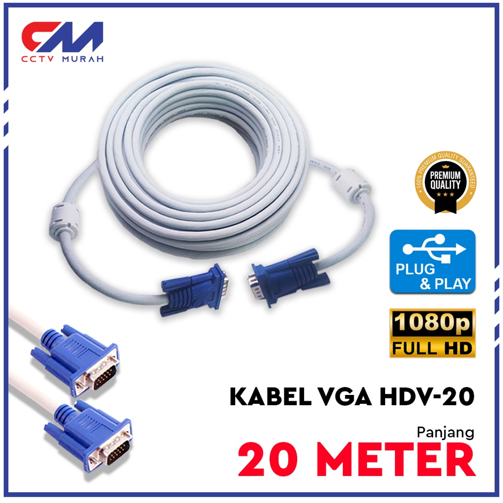 Jual KABEL VGA MALE TO MALE 20 M | Shopee Indonesia