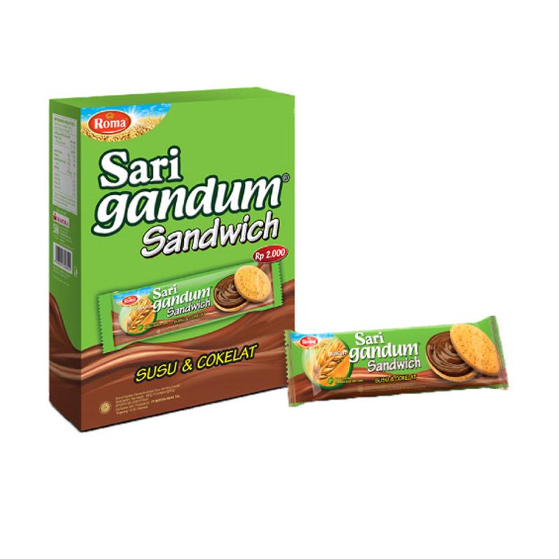 Jual Roma Sari Gandum Sandwich Coklat berat 39 gram 1 pack (12 pcs ...