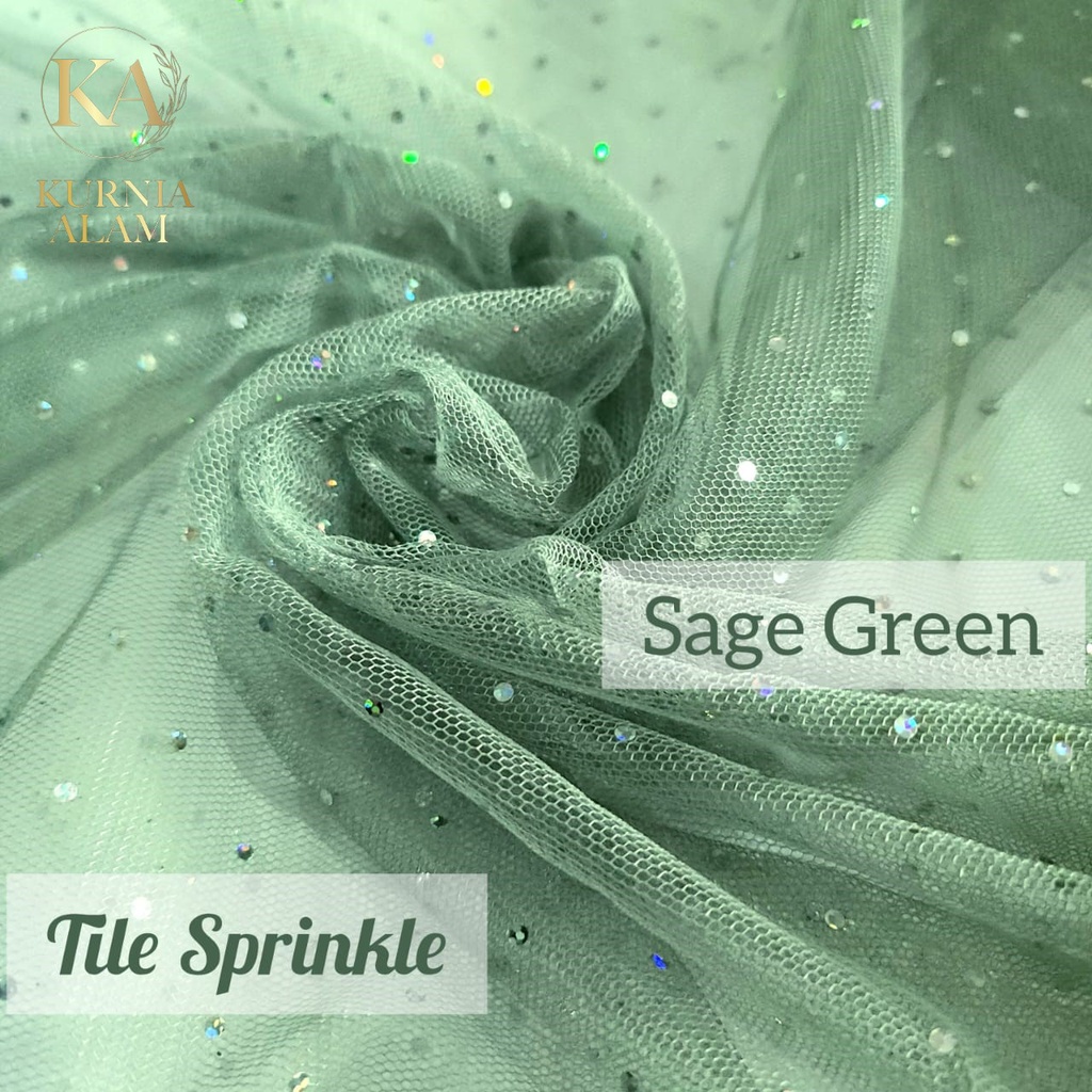 Jual Kain Tile Tulle Diamond Halus Tile Sprinkle Warna Sage Green Lebar ...