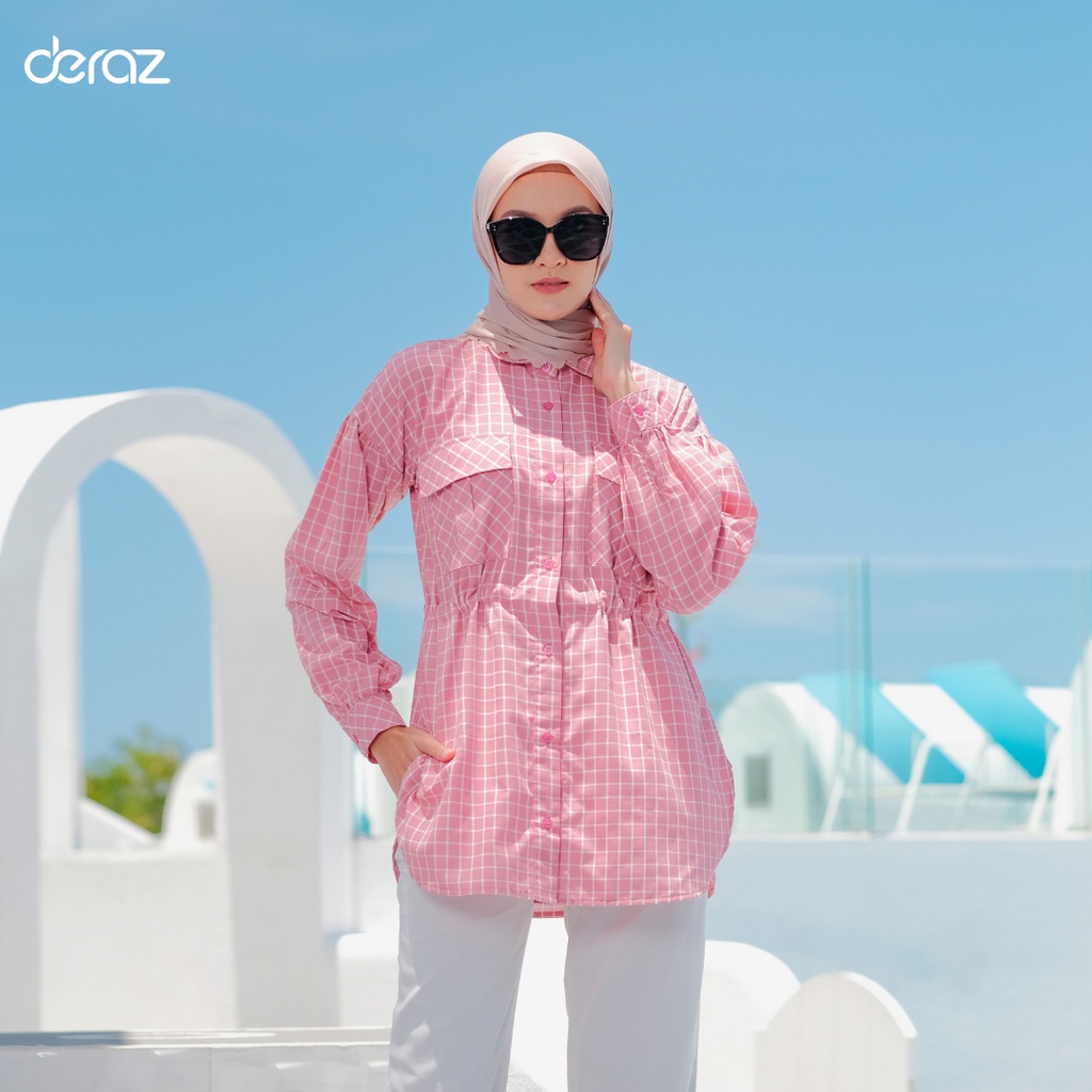 Jual Deraz | Kemeja 2 in 1 | Kemeja Wanita | Atasan Muslim Kotak-Kotak | Shopee Indonesia