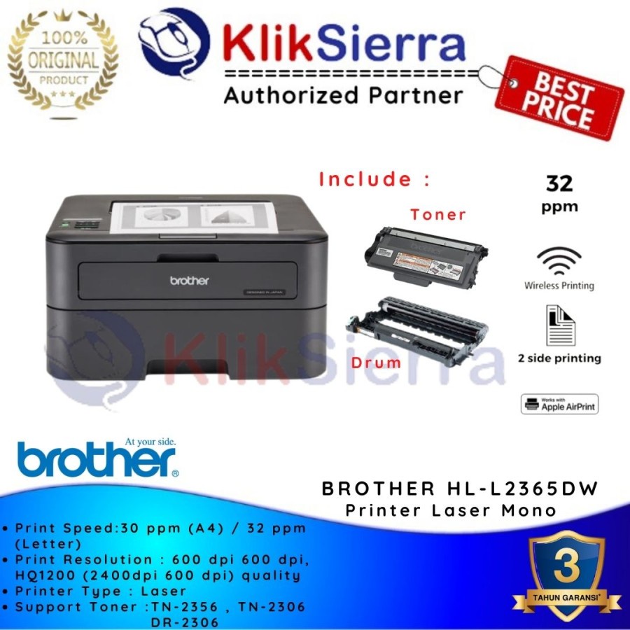Jual BROTHER HL-L2365DW Printer Laser Mono [Duplex + WiFi] L2365 DW ...