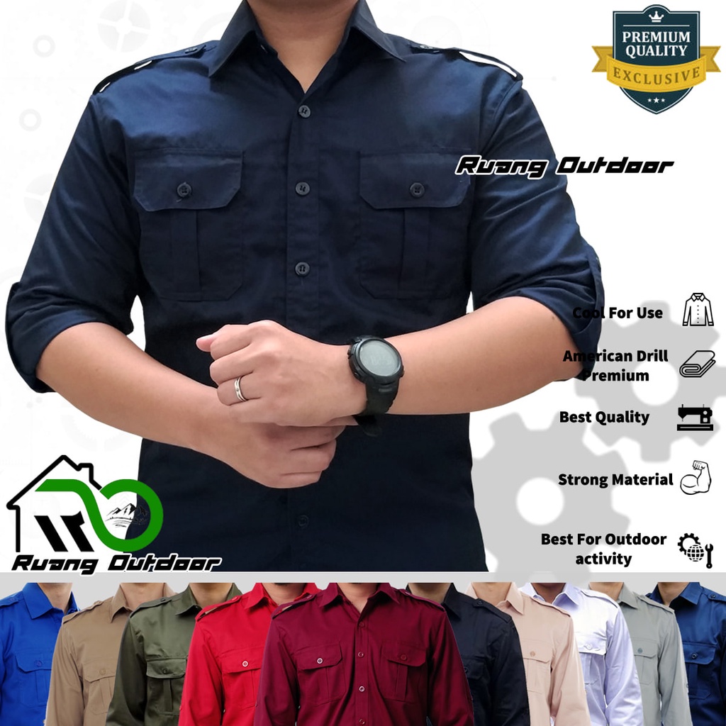 Jual Baju Kemeja Pdl Pdh Lapangan Lengan Panjang Pakaian Atasan Seragam Pria Wanita Premium