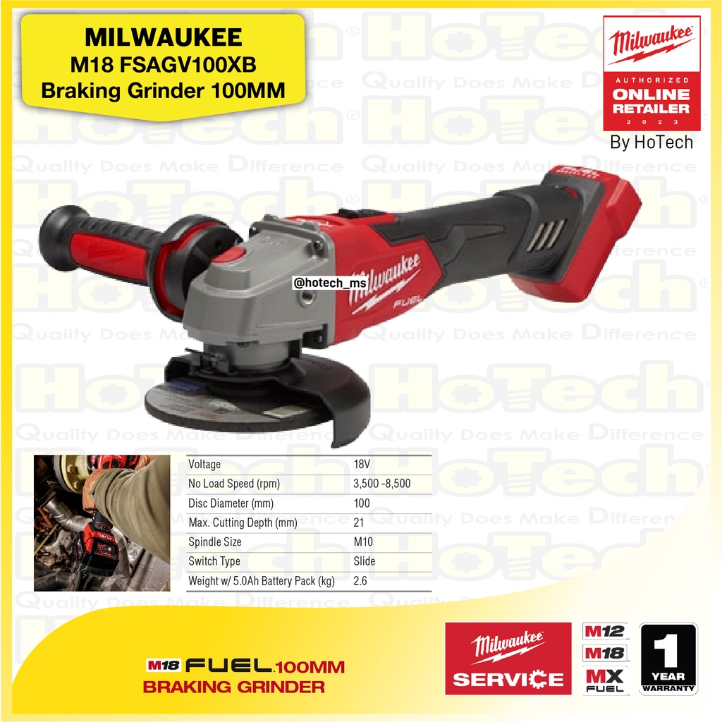 Jual MILWAUKEE M18 FSAGV100XB | Variable Speed Braking Grinder 100mm ...