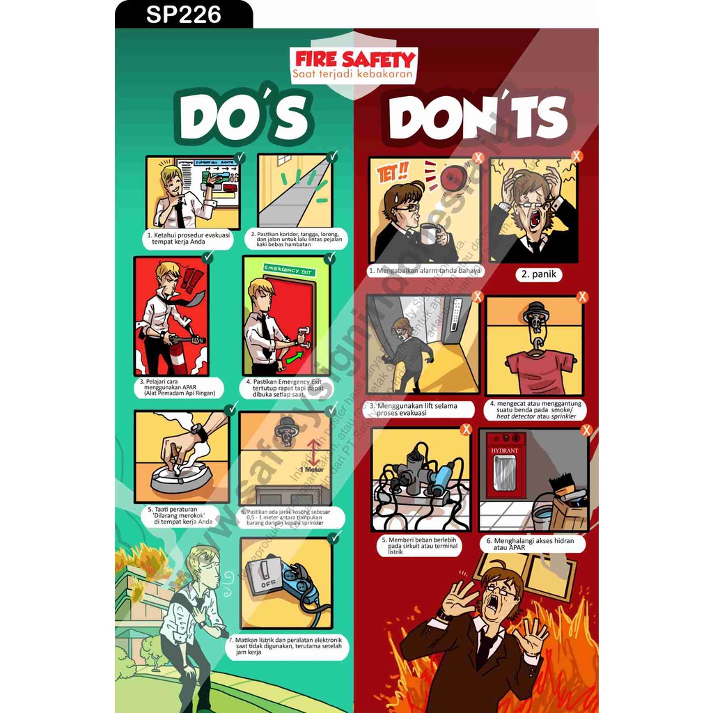 Jual SP226 Poster K3 Safety A1 - Fire Safety, Do's and Dont's | Shopee ...