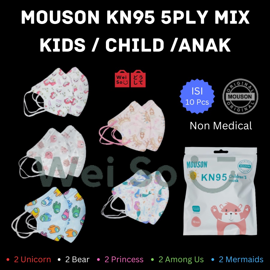 Jual Masker Mouson KN95 5Ply Anak Kids Children Mask Motif Mix Karakter ...