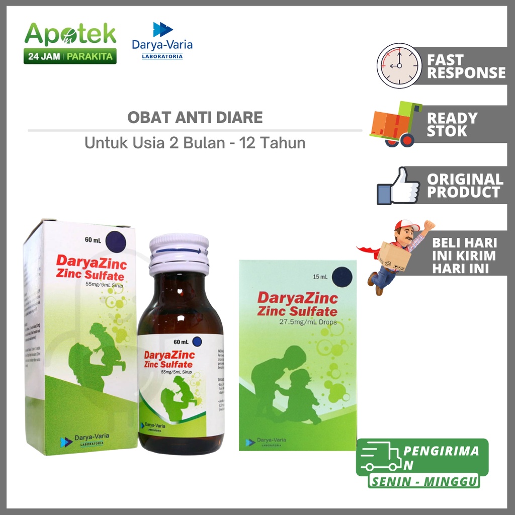 Jual Daryazinc Syrup 60 ml/ Drops 15ml Untuk Diare Pada Anak dan Bayi ...