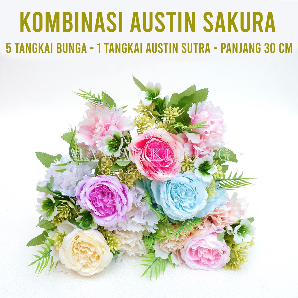 Jual [ 5 Tangkai ] Aritifisial Bunga Kombinasi Austin Sakura ...