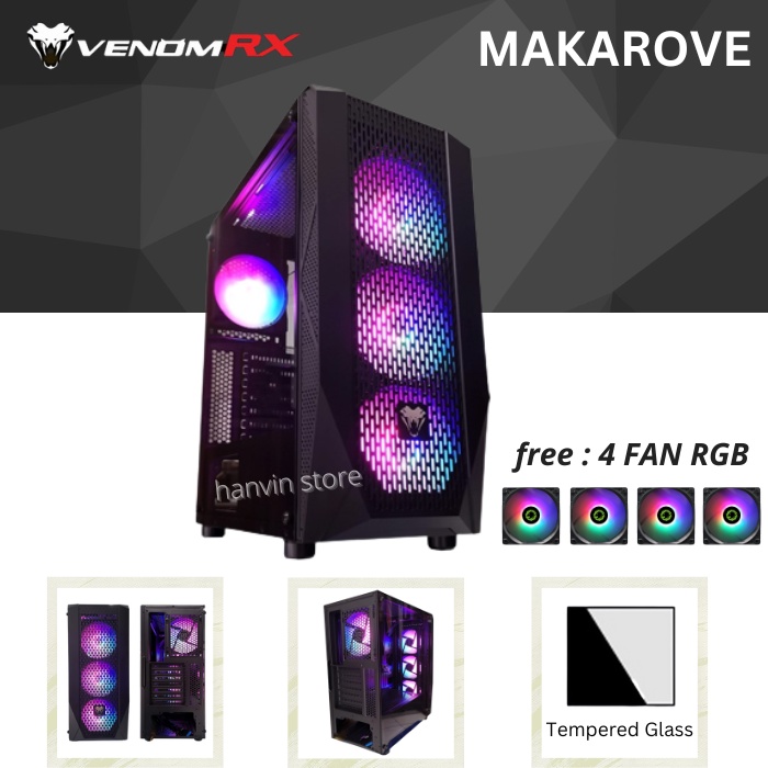 Jual CASING GAMING VENOMRX MAKAROVE + 4 Fan RGB | Shopee Indonesia