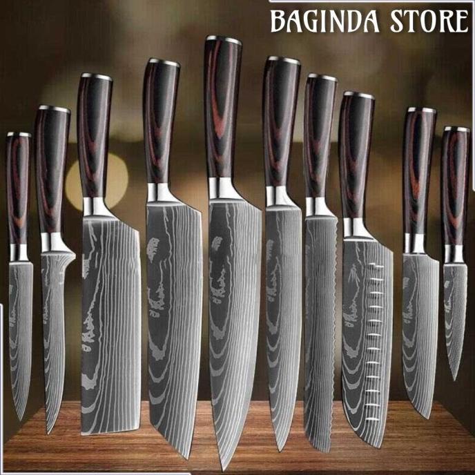 Jual Pisau Dapur Chef Damascus Pattern Pisau Daging Super Tajam ...