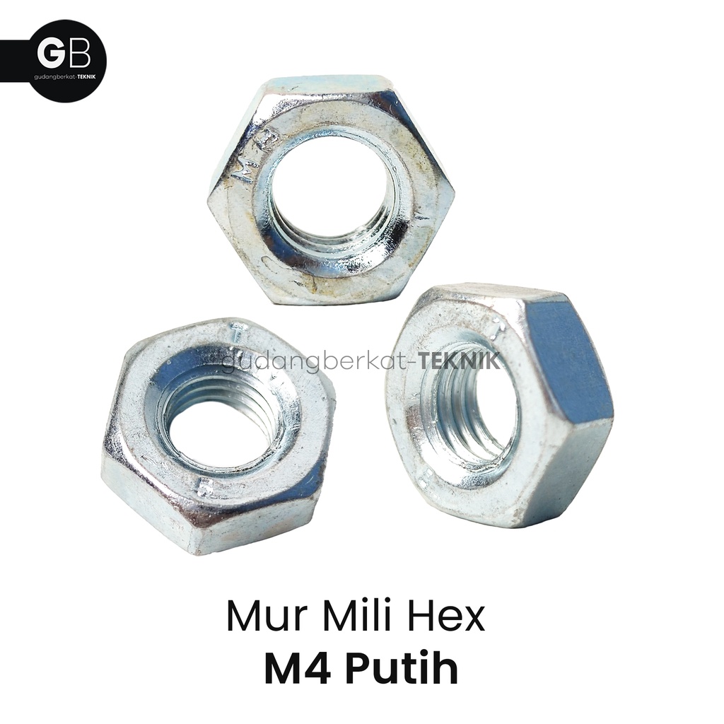 Jual Mur Putih M4 Hex Nut Only 4mm Kunci 7 Drat 0.70 (100 PCS) | Shopee ...