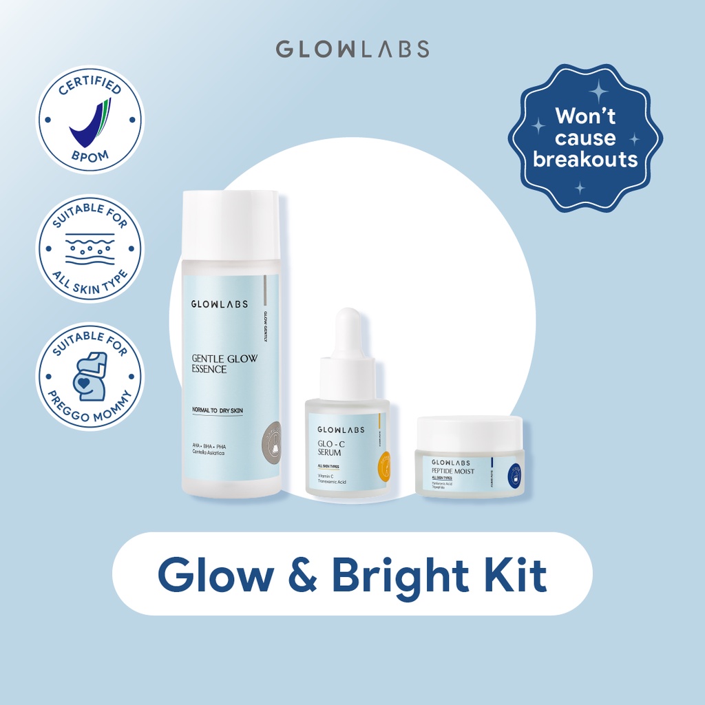 Jual Glowlabs Glow & Bright Kit - Gentle Glow Essence, Glo C Serum & Peptide Moist - Glo C Gang ...