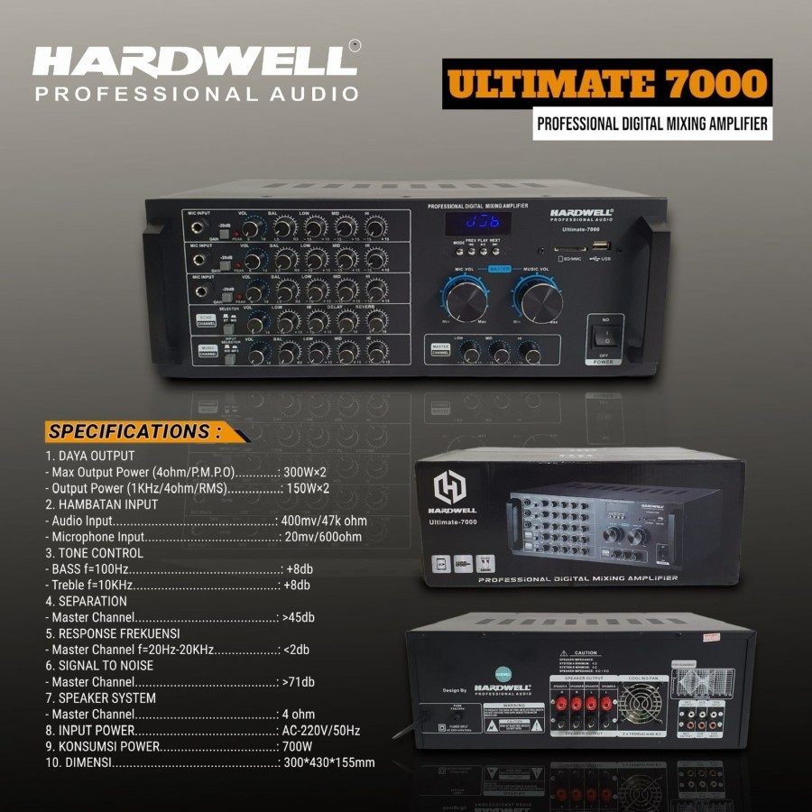 Jual Amplifier power mixer Hardwell Ultimate 7000 / Ultimate-7000 BT ...