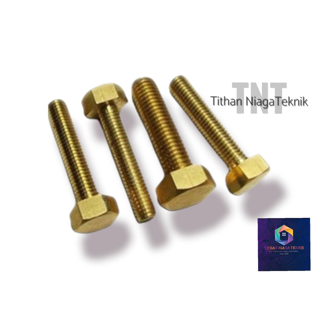 Jual M8 drat 1.25 KUNINGAN BAUT HEXAGONAL SEGIENAM / BOLT HEX HEXAGON ...