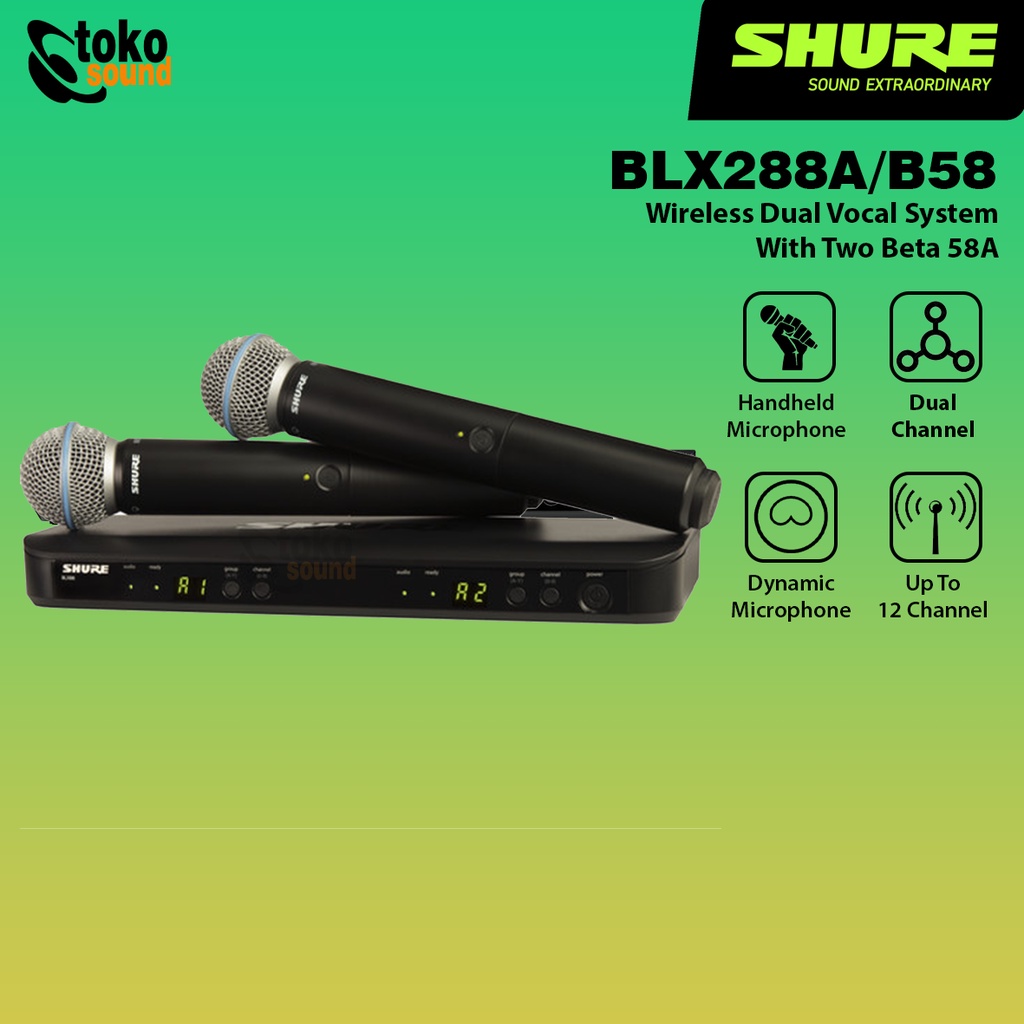 Jual Shure BLX288A/B58 - Wireless Dual Handheld Microphone System ...
