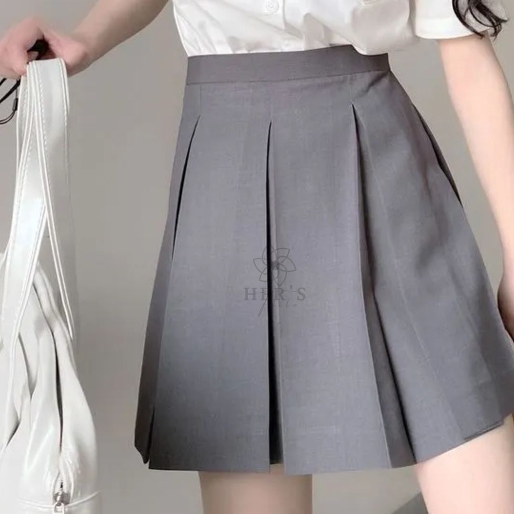 Jual Her's ID - Amara Pleated Mini A-Line Skirt - Rok Korea - Rok Lipit ...