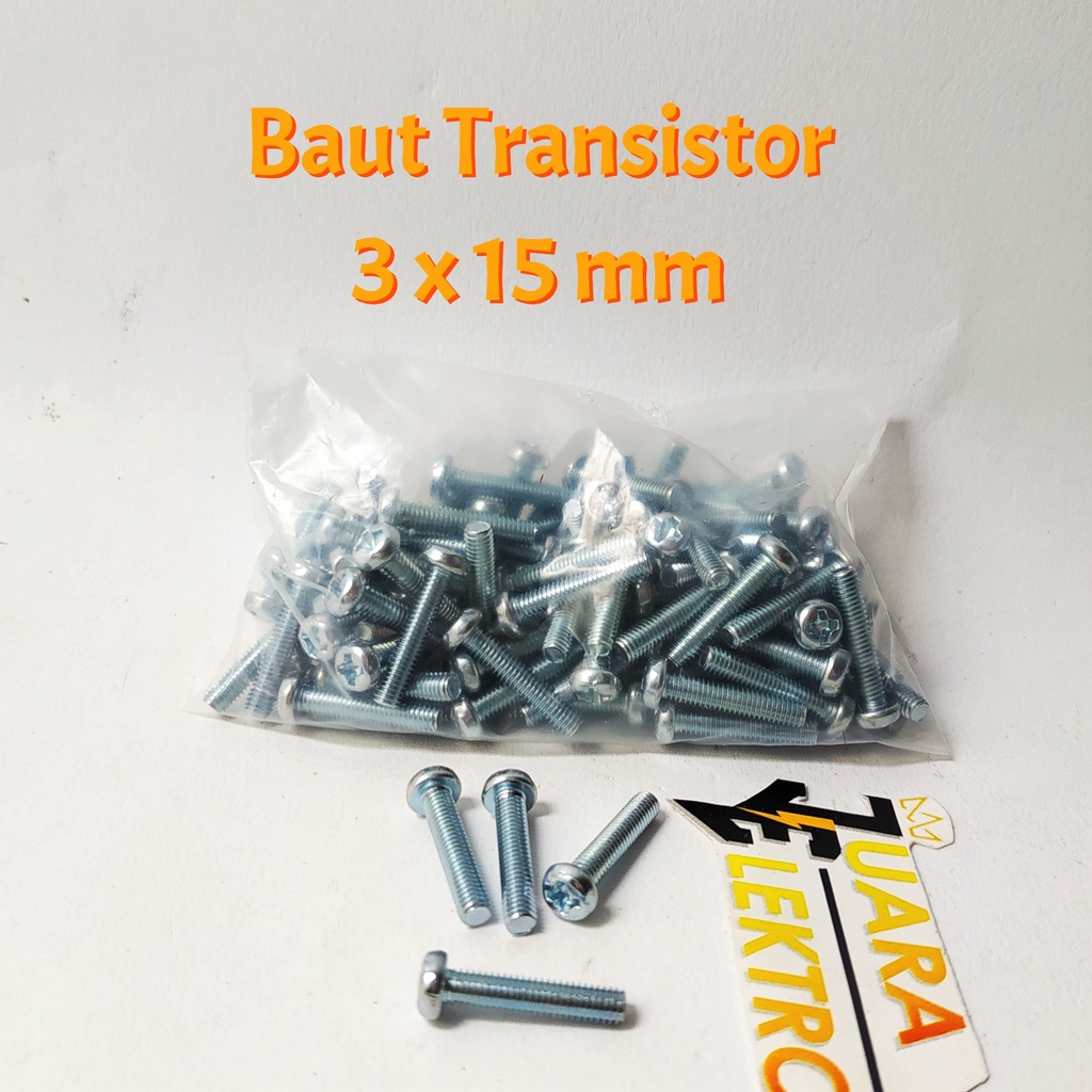 Jual (20 PCS) Baut Transistor (TR) 3x15 mm | Baut Untuk Transistor ...