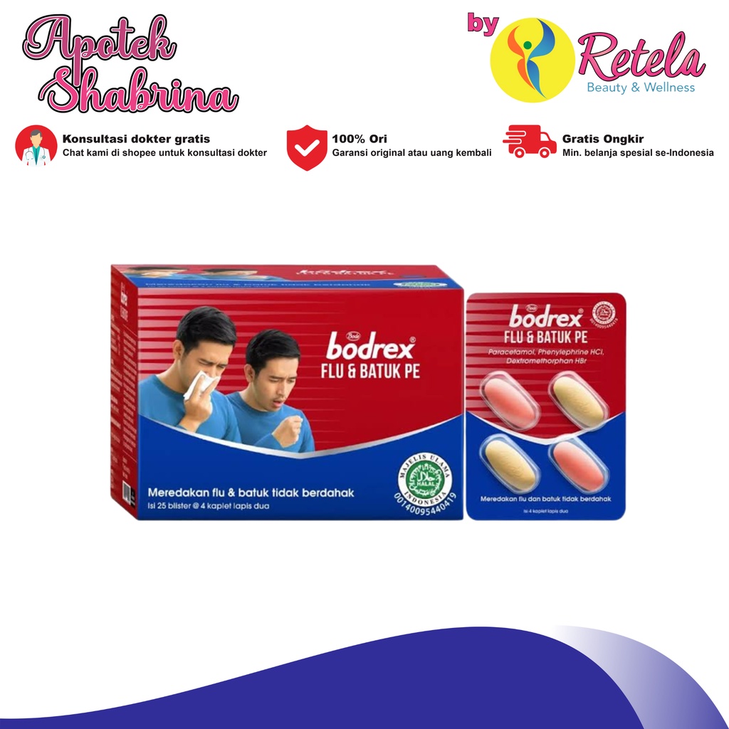 Jual Bodrex Flu & Batuk Tidak Berdahak PE (Biru) | Shopee Indonesia