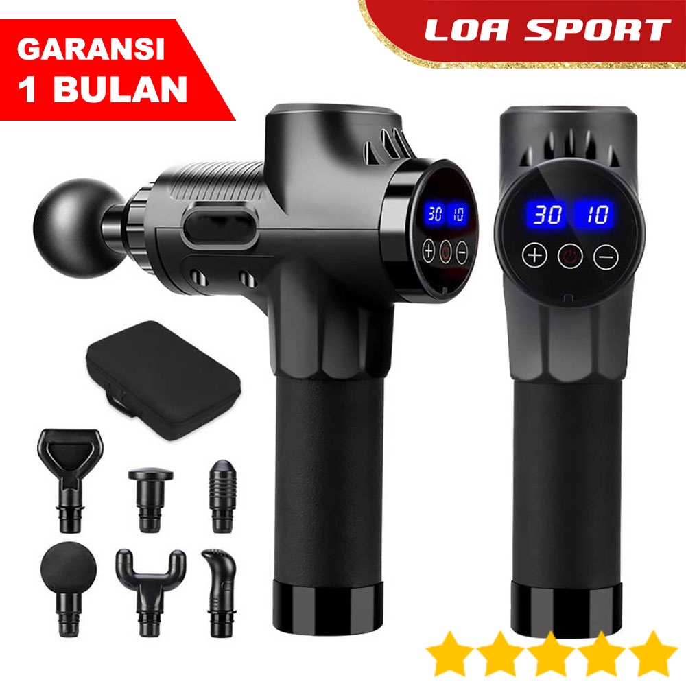 Jual Alat Pijat Otot Badan Pistol Massage Gun Electrik 6 Kepala 1800mAh ...